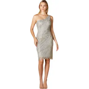 LARA NEW YORK One Shoulder Cocktail Gown - Silver
