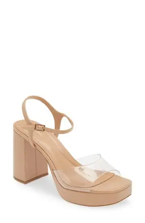 OPEN EDIT Whitney Block Heel Sandal - Beige Clear