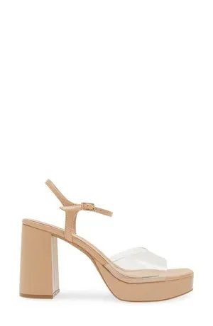 OPEN EDIT Whitney Block Heel Sandal - Beige Clear