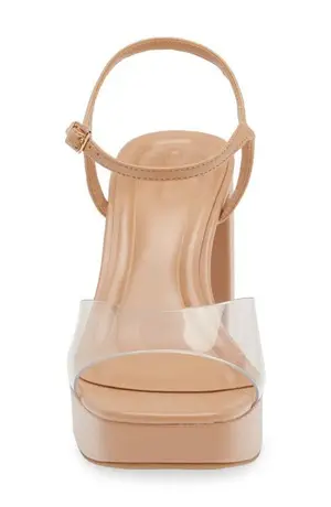 OPEN EDIT Whitney Block Heel Sandal - Beige Clear