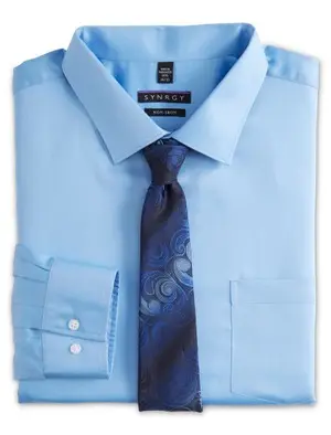 SYNRGY BY DXL Big & Tall Sateen Dress Shirt - Blue Frost