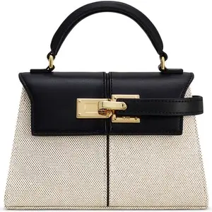 Jw Pei JW PEI Elise Faux Leather Top Handle Bag Black Canvas