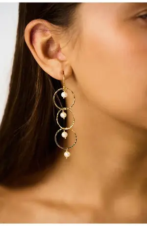 KIARA BY KI-ELE Trinity Freshwater Pearl Drop Earrings