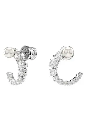 SWAROVSKI Matrix Pearl & Crystal Hoop Earrings