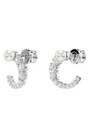 SWAROVSKI Matrix Pearl & Crystal Hoop Earrings