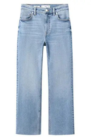 Mango Sienna Raw Hem Crop Flare Jeans - Blue