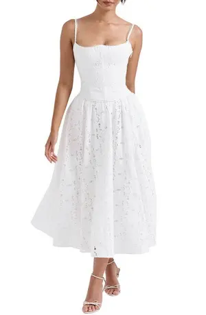 House Of Cb Francine Cotton Eyelet Skirt - Cloud Dancer