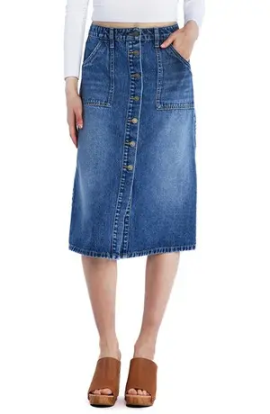 WASH LAB DENIM A-line Denim Skirt - Shark Blue