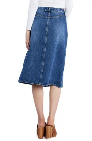 WASH LAB DENIM A-line Denim Skirt - Shark Blue