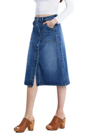 WASH LAB DENIM A-line Denim Skirt - Shark Blue