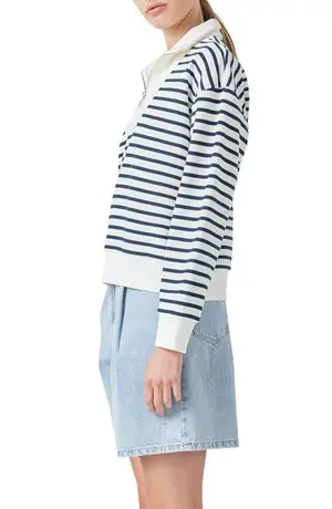 GREY LAB Stripe Terry Cloth Pullover