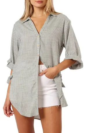 PETAL & PUP Wren Oversized Striped Button-up Shirt