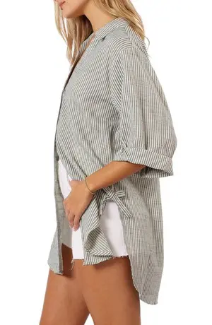 PETAL & PUP Wren Oversized Striped Button-up Shirt