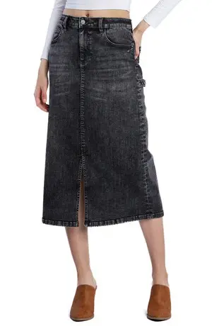 WASH LAB DENIM Utility Denim Skirt - Unity Grey