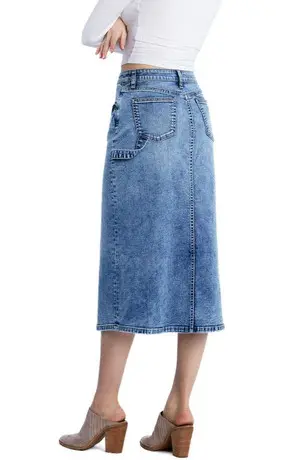 WASH LAB DENIM Utility Denim Skirt - Washed Blue