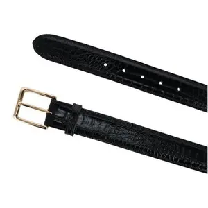 Trafalgar Mini-african Alligator Embossed Italian Leather Belt With Interchangeable Buckles - Black