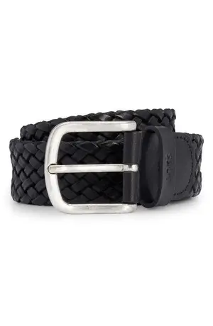 BOSS BOSS Woven Leather Belt Black