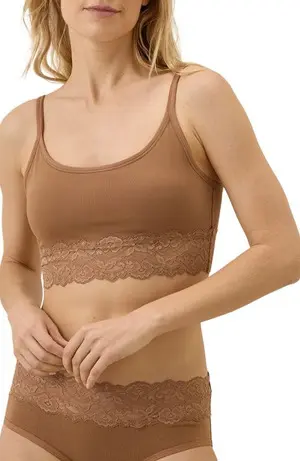 PACT Lace Smooth Cup Bralette - Brown Sugar