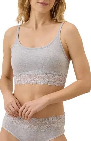 PACT Lace Smooth Cup Bralette - Light Heather Grey