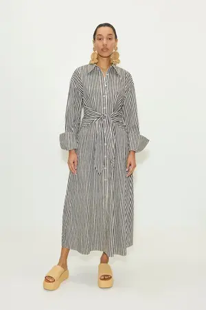 SIMONMILLER Loch Dress - Black/rice Flour Stripe
