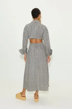 SIMONMILLER Loch Dress - Black/rice Flour Stripe