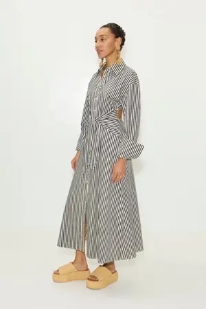 SIMONMILLER Loch Dress - Black/rice Flour Stripe