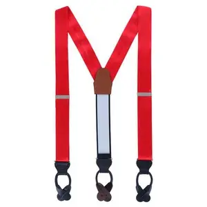 Trafalgar Dutton Button End Suspenders - Red