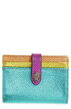Kurt Geiger Multi Metallic Leather Card Holder - Turquoise