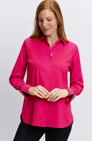 Foxcroft Iris Button-up Shirt - Ruby Pink