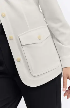 Foxcroft Stella Crepe Knit Utility Jacket - Ecru