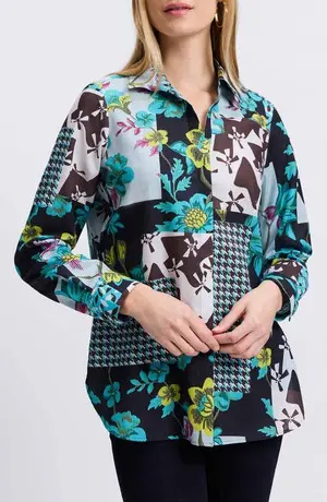 Foxcroft Kylie Print Cotton Sateen Button-up Shirt