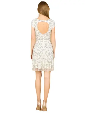 LARA NEW YORK Beaded V-neck Dress With Slit