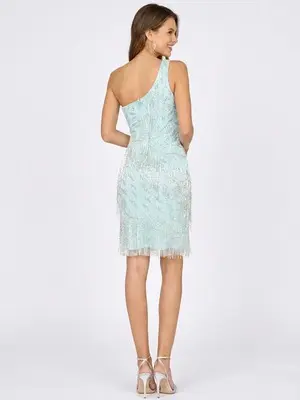 LARA NEW YORK Beaded One Shoulder Dress - Mintsilver