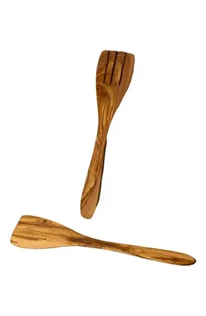 GHARYAN STONEWARE Olive Wood Serving Spatula Forkspair
