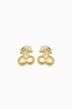 ORADINA 14k Amarena Cherry Stud Earrings - Yellow Gold