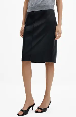 Mango Faux Leather Pencil Skirt