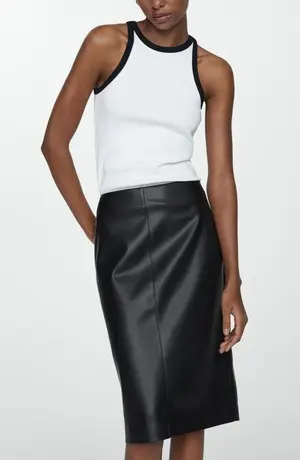 Mango Faux Leather Pencil Skirt