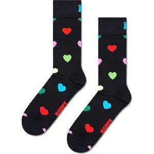 Happy Socks Heart Crew Socks - Black