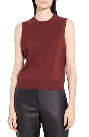 Theory Cashmere Sleeveless Sweater - Oxblood Red - 2py