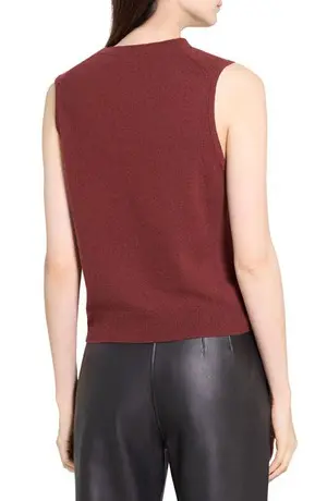 Theory Cashmere Sleeveless Sweater - Oxblood Red - 2py