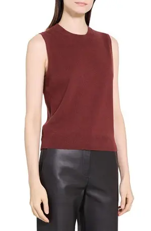 Theory Cashmere Sleeveless Sweater - Oxblood Red - 2py
