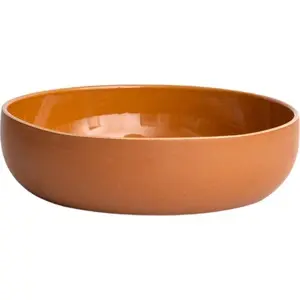 GHARYAN STONEWARE Shallow Stoneware Serving Bowl - Terracotta