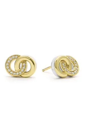Lagos Signature Caviar Interlocking Stud Earrings - Two-tone