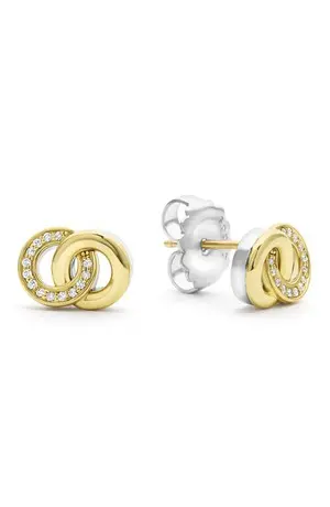 Lagos Signature Caviar Interlocking Diamond Stud Earrings