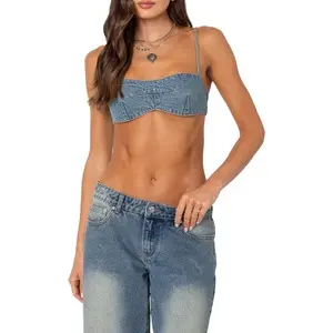 EDIKTED Brandy Denim Bralette