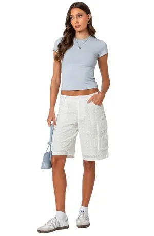EDIKTED Eyelet Cargo Bermuda Shorts