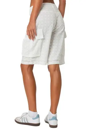 EDIKTED Eyelet Cargo Bermuda Shorts