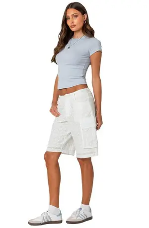 EDIKTED Eyelet Cargo Bermuda Shorts