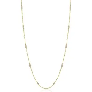 Lafonn Simulated Diamond Station Necklace - Gold/white