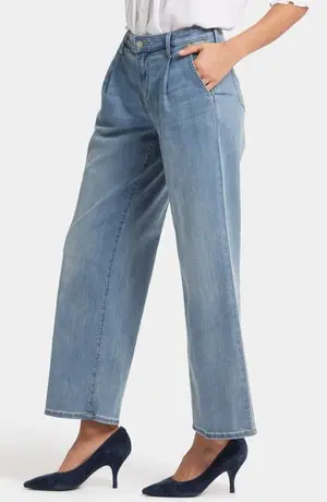 NYDJ Teresa Pleated Wide Leg Jeans